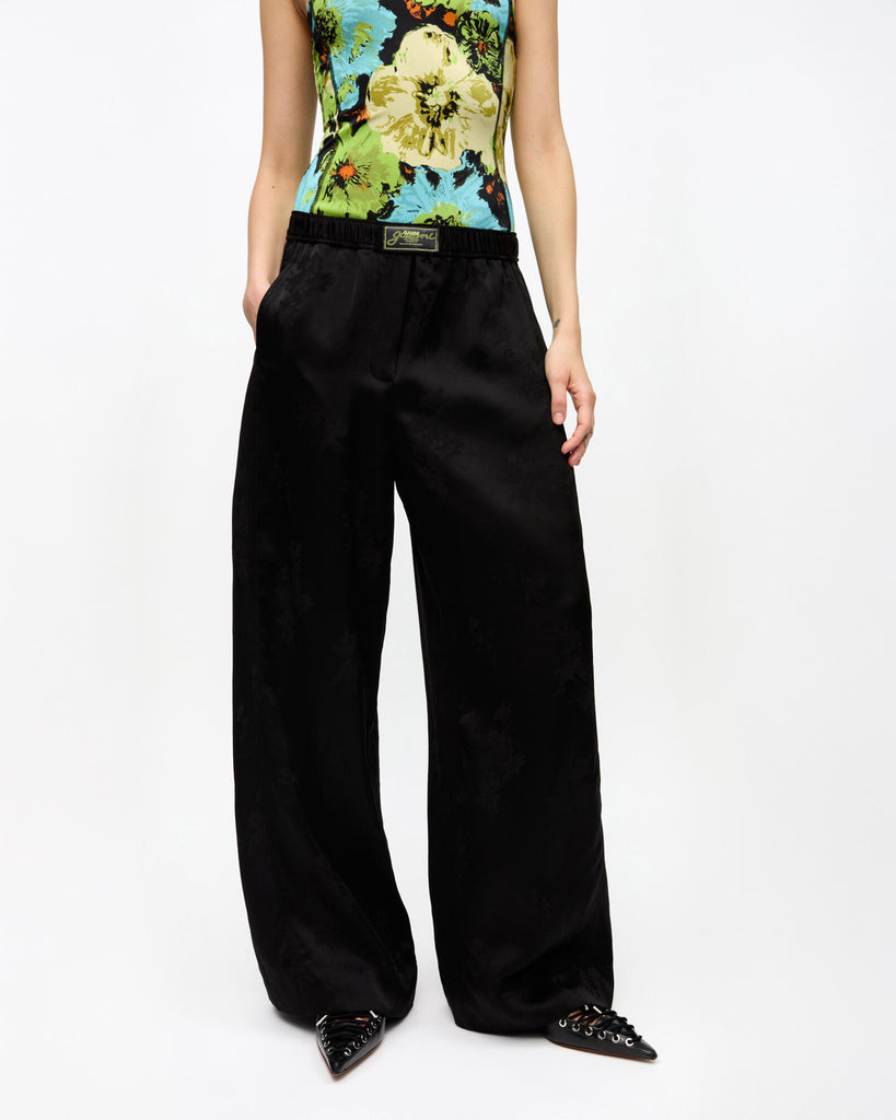 Fluid Satin Jacquard Elasticated Pants | GANNI | WORKSHOP